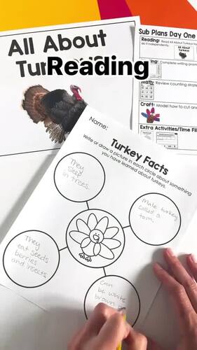 November Sub Plans for Kindergarten by ThatKinderMama | TPT