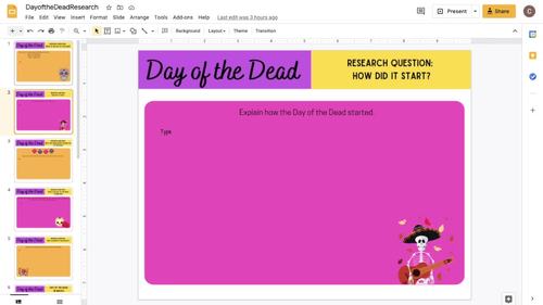 Middle School Day of the Dead Research Activity- Digital by Oh So ...