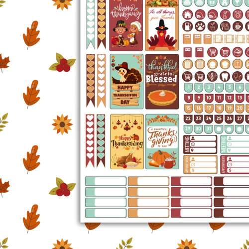 Thanksgiving Planner Stickers | Printable Fall Stickers | | Autumn Craft
