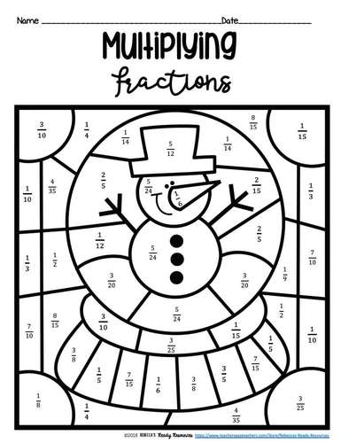 Multiplying Fractions Color by Number-Winter Theme by Rebecca's Ready ...
