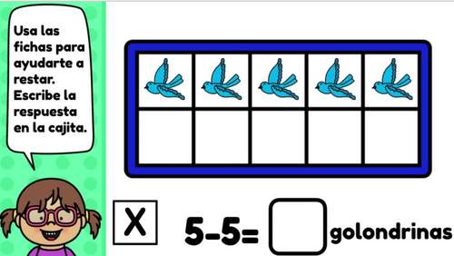 Google Slides and Seesaw Math in Spanish- Los animales- Restas | TPT