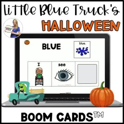 Little Blue Truck's Halloween Book Companion for Speech Therapy Boom Cards