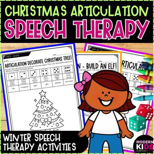 Christmas Articulation Worksheets - December Winter Speech Therapy ...