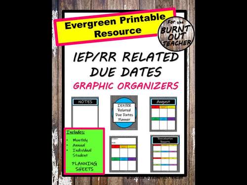 MONTHLY & ANNUAL SPECIAL EDUCATION PAPERWORK IEP RR DUE DATES PLANNER ...