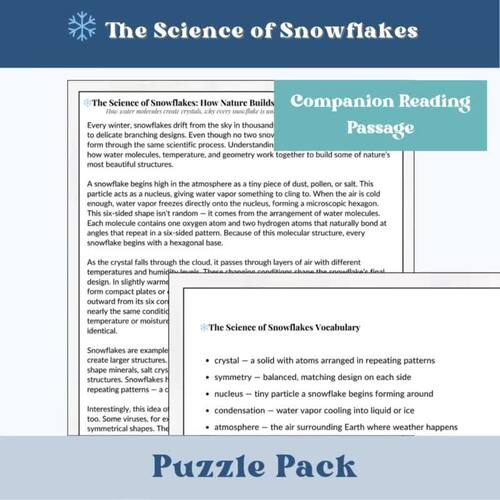 Science of Snowflakes — Reading, Vocabulary & Comprehension Puzzle Pack
