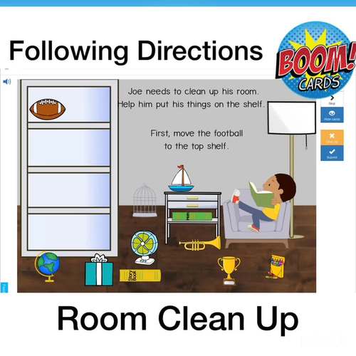 Following Directions : Room Clean Up | Boom Cards | Speech Therapy