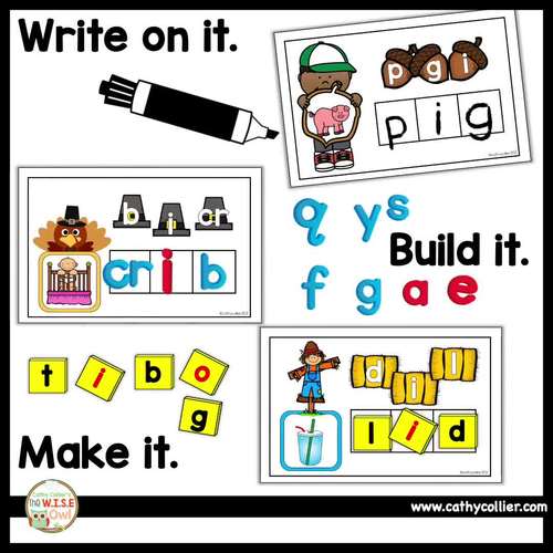 CVC Center Fall Short i Cards | Unscramble by Cathy Collier The WISE Owl