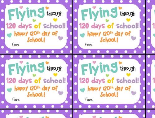 Frisbee 120th Day of School Gift Tags | Flying through 120 days of school!