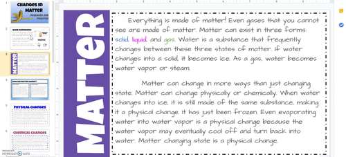 Physical and Chemical Changes in Matter (Google Slides Lesson) Distance ...