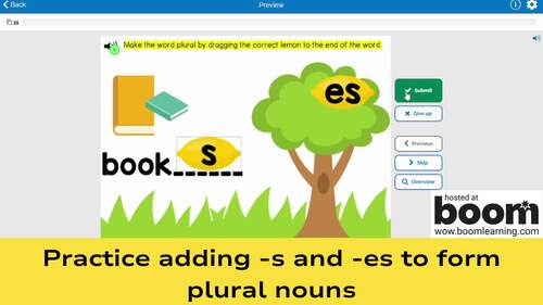 Plural Nouns s & es Digital Boom Cards Inflectional Endings ...
