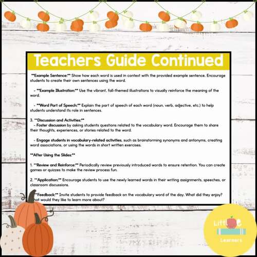 Vocabulary Word of the day Slides by Valeria craig little learners