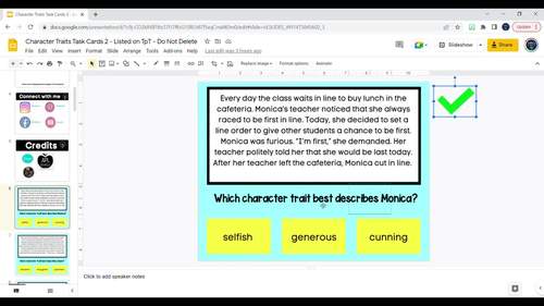 Character Traits Task Cards 2 Digital and Print by Hands on Learning LLC