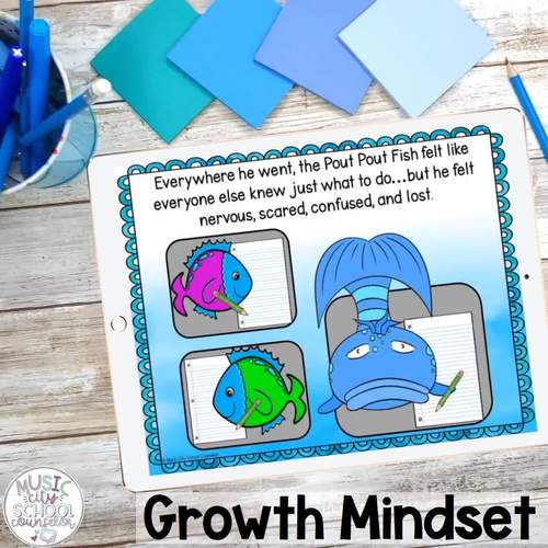 Pout Pout Fish Goes to School GROWTH MINDSET Printable Digital Distance ...