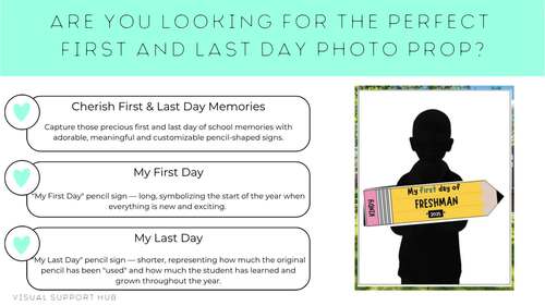 Editable First and Last Day Pencil Signs by Visual Support Hub | TPT