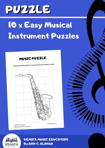 10 Very Easy Musical Puzzles for any age - Colour in, cut and put back ...
