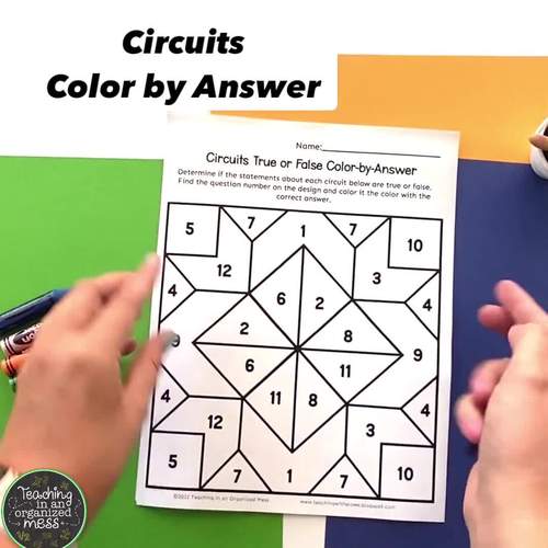 Circuits Color by Answer Science Coloring Pages TEKS 5.6B | TPT
