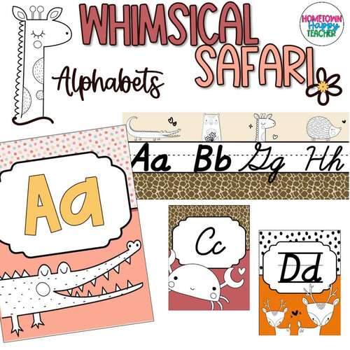 Safari Classroom Decor Alphabet Posters - Cursive & Print | TPT