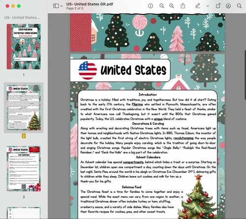 FREEBIE! || Christmas Around the World || US || Reading Comprehension ...