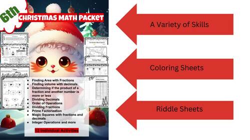 Christmas Math-6th grade 12 fun, different activities-Spiral Review
