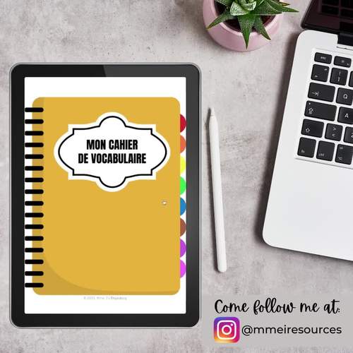 Mon cahier de vocabulaire | French Digital Vocabulary Notebook | TpT