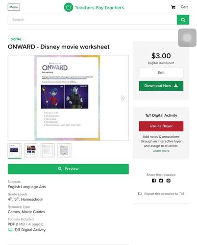 ONWARD - Disney movie worksheet by English on the move | TPT