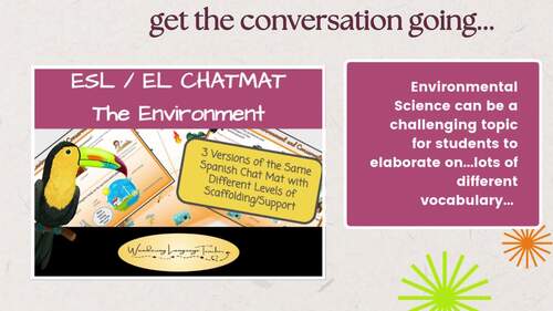 ESL Environmental Chat Mat / EL Chat Mat / English Earth Day Chat Mat