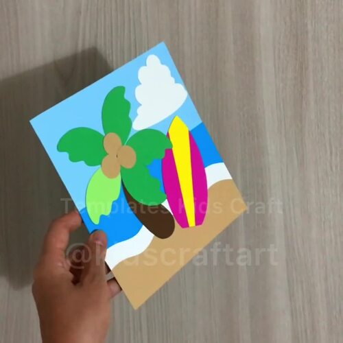 Palm Tree Surfboard Craft End Year Summer Sea Ocean Beach Day Vacation ...