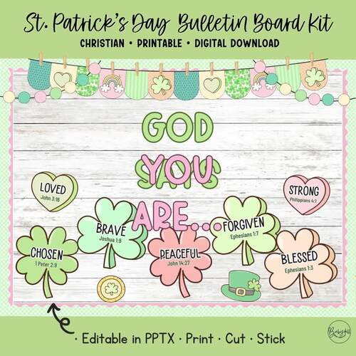 Christian St. Patrick's Day Bulletin Board Kit | God Says You Are Display