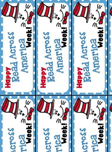 Cute Cat in the Hat Read Across America Bookmarks (Editable Names)