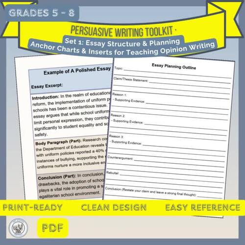 Persuasive Writing Posters & Inserts Essay Structure Visuals for ...