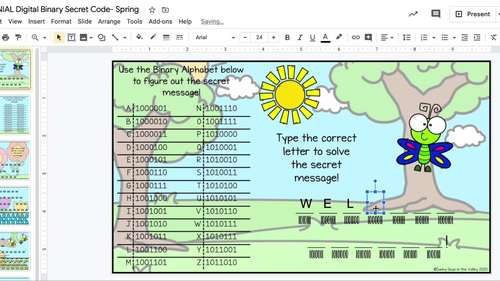 Digital Binary Code Secret Message for Spring by Sunny Days in the Valley
