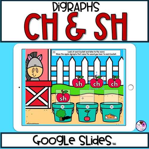 Digraphs SH CH GOOGLE Slides™ Phonics Review with Short Vowel Practice