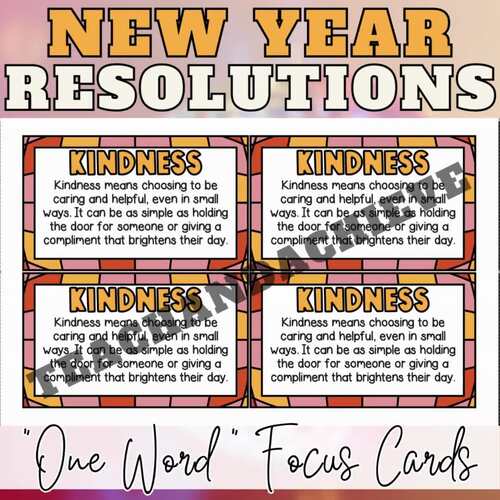 2026 New Year My One Word Resolution Focus Cards, New Year 2026 Goal ...