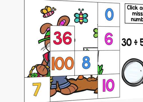 Spring Mystery Picture Division Fact Fluency Practice Digital Math Boom ...