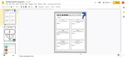 FRENCH DIGITAL - 10 French Reading Reponse Sheets for Google Classroom™