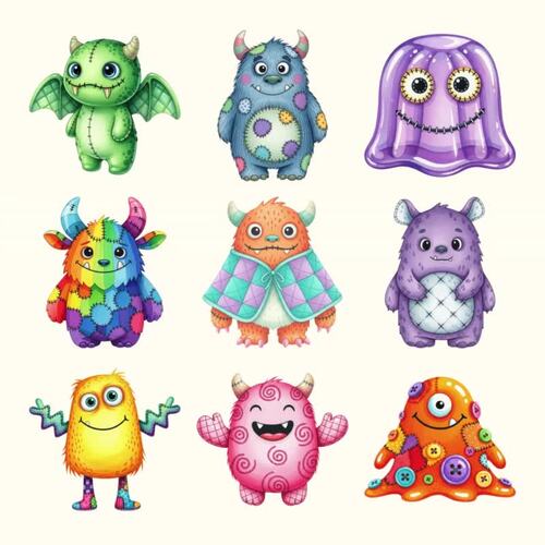 Monster Mini Pack PNG • 19 Digital Clipart Files • Transparent Background
