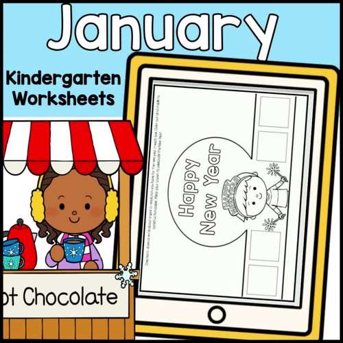 Kindergarten Morning Work | Math + ELA Worksheet Bundle | January | No Prep