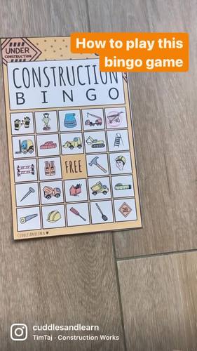 Construction Bingo Game For Kids, Kids Builder Birthday Party or ...