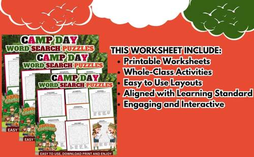 Camping Day Word Search Puzzle Activities 2nd,3rd,4th,5th,6th,7th,8th ...