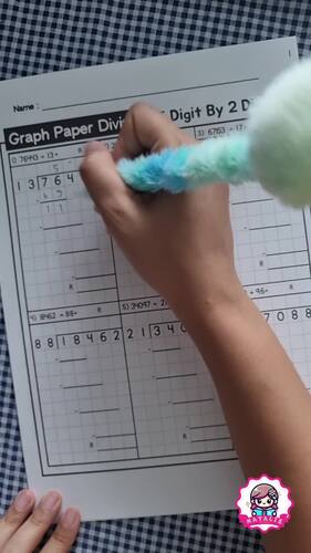 Graph Paper Worksheet for Long Division 5 digit by 2 | Problem Solving ...