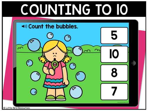 Summer Counting to 10 Boom Cards inc Audio | Count the Bubbles | TPT