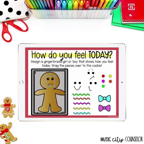 Gingerbread Feelings & Coping Skills Winter Lesson, Digital & Printable