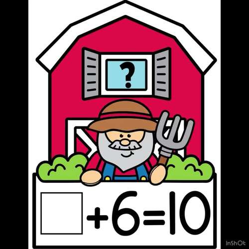 Missing Addends | Parts of 10 Posters & Matching Activity Cards | Farm ...