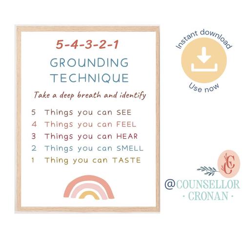 Boho grounding technique poster boho classroom coping skill resource ...