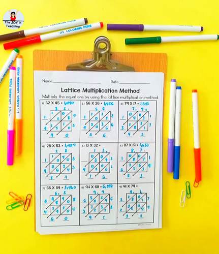 Lattice Multiplication Worksheet by The Joy in Teaching | TpT