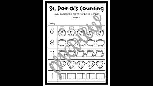 St. Patrick's Day NO PREP Counting Sets Count and Color Worksheets 1-5
