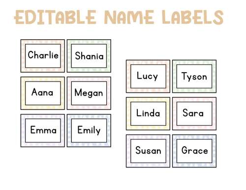 printable Pastel Spotty Student Name Labels, Editable Student Name Tents