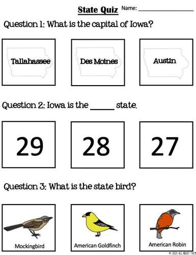 Iowa Quiz & Assessment, 50 States, Special Education by All About SPED