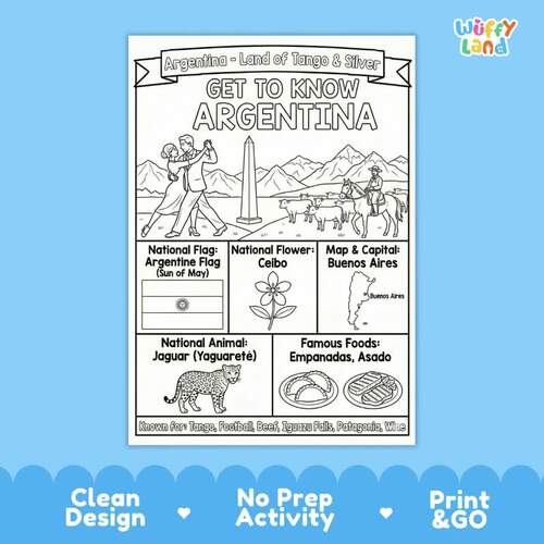 Argentina Country Study | Geography Coloring Poster | Hispanic Heritage ...