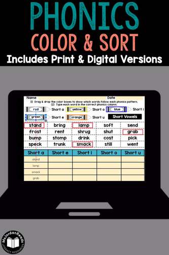Phonics Color & Sort Word Work Activity | Google™ Slides | Print & Digital